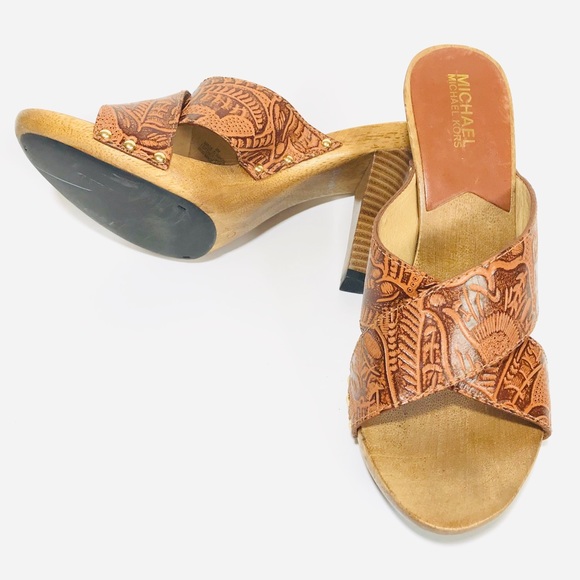 MICHAEL Michael Kors | Shoes | Michael Kors Embossed Leather Clogs ...